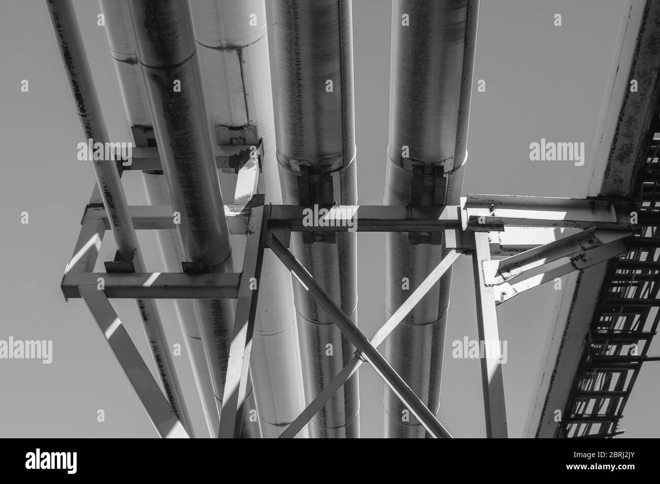 Pipeline and pipe rack of petroleum industrial plant. Offshore Industry ...