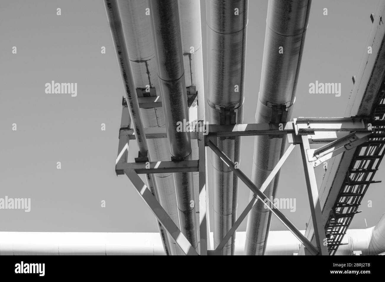 Pipeline and pipe rack of petroleum industrial plant. Offshore Industry ...