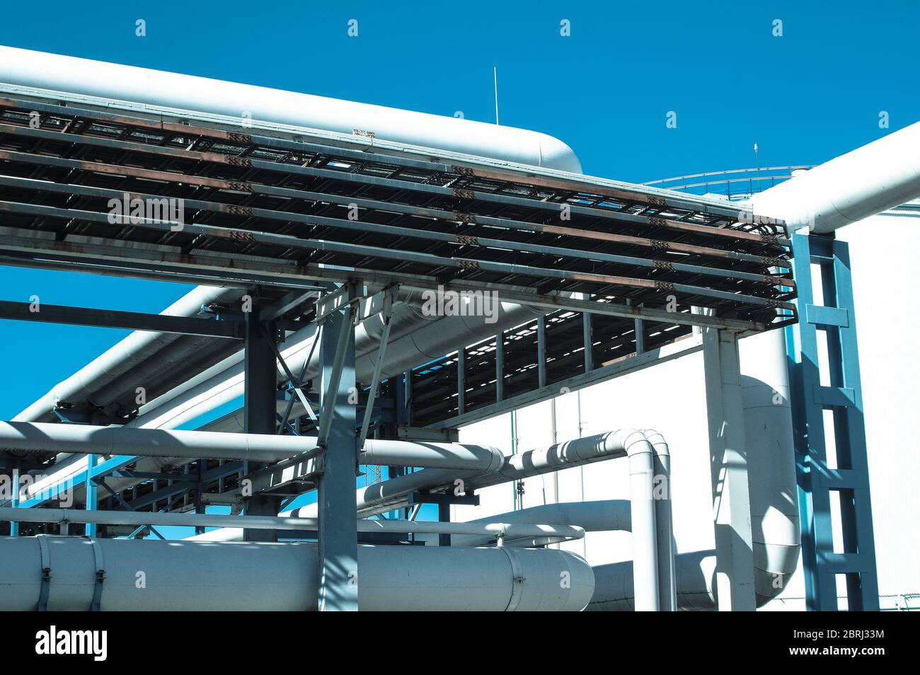 Pipeline and pipe rack of petroleum industrial plant. Offshore Industry ...