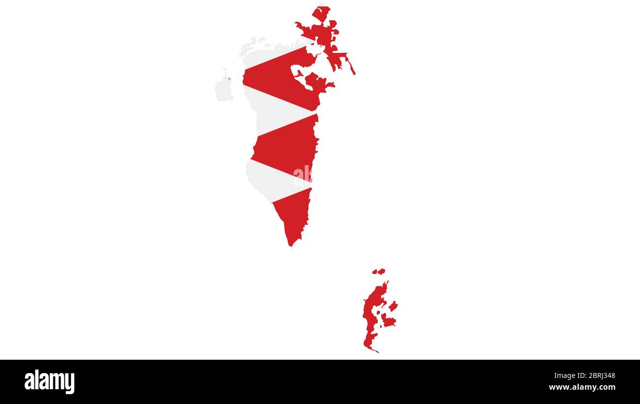 Bahrain map with flag texture on white background, illustration ...