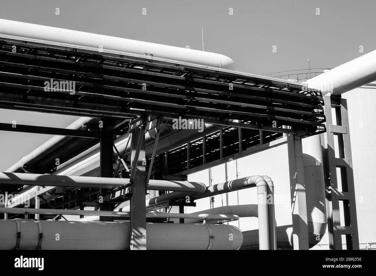 Pipeline and pipe rack of petroleum industrial plant. Offshore Industry ...