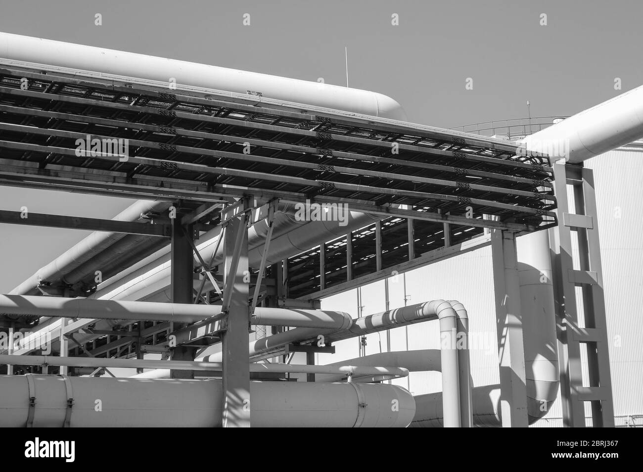 Pipeline and pipe rack of petroleum industrial plant. Offshore Industry ...