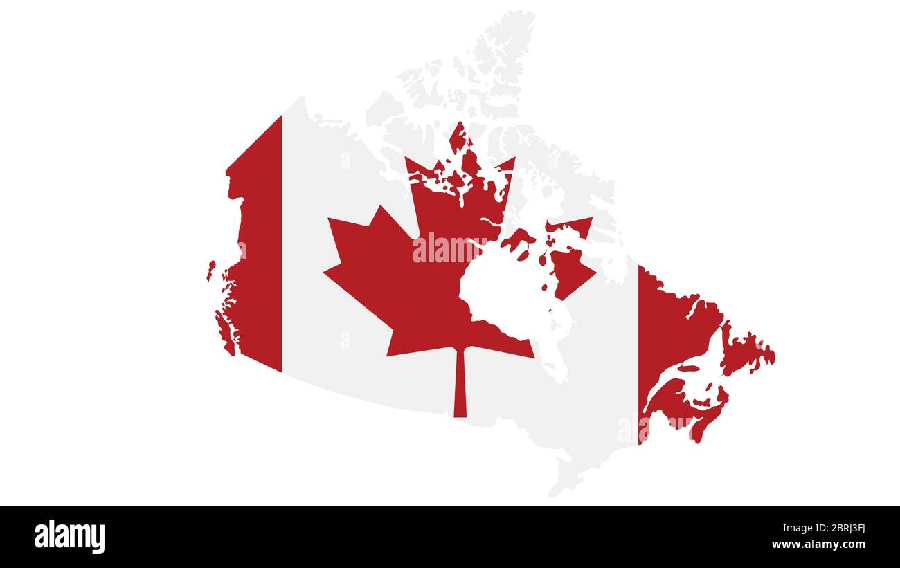 Canada map with flag texture on white background, illustration,textured ...