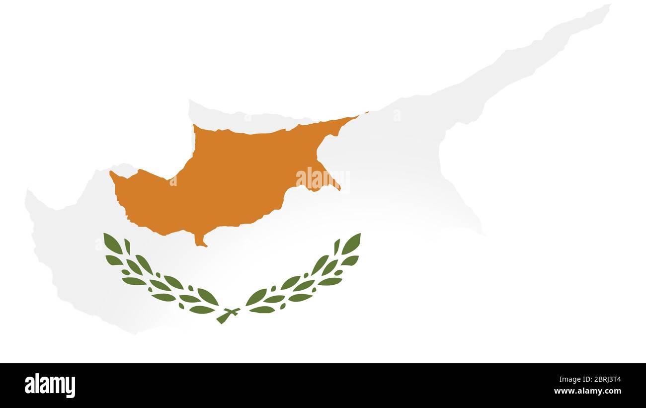 Cyprus map with flag texture on white background, illustration,textured ...