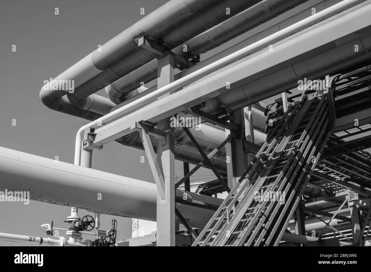 Pipeline and pipe rack of petroleum industrial plant. Offshore Industry ...