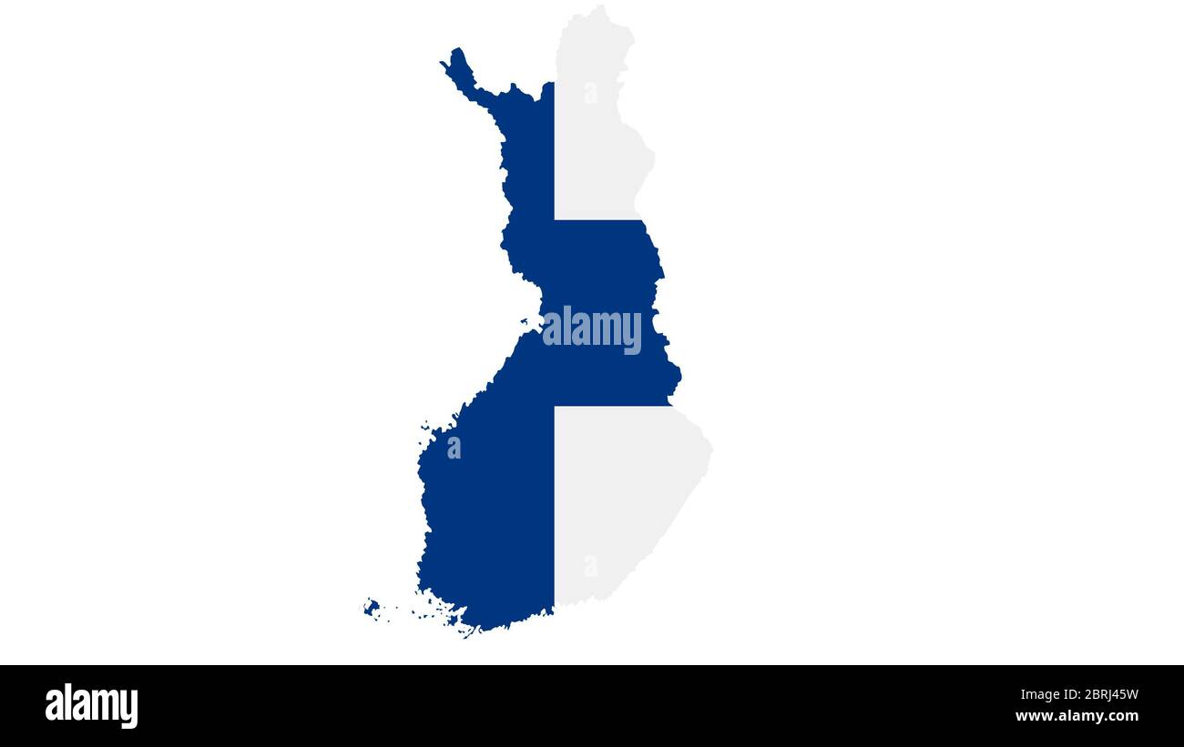 Finland map with flag texture on white background, illustration ...