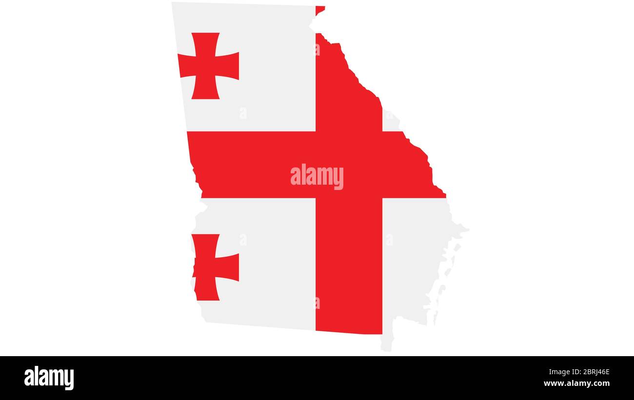 Georgia map with flag texture on white background, illustration ...