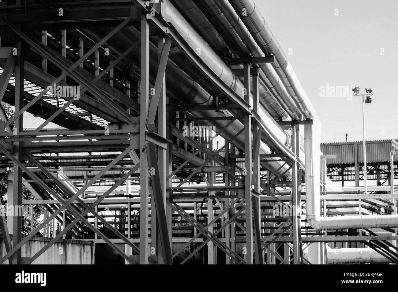 Pipeline and pipe rack of petroleum industrial plant. Offshore Industry ...