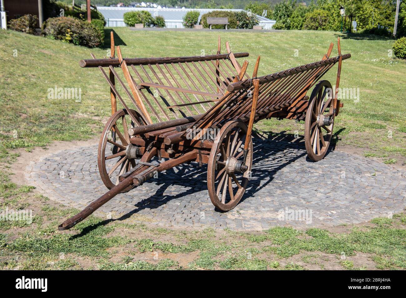 wooden cart with drawbar in agriculture Stock Photo - Alamy