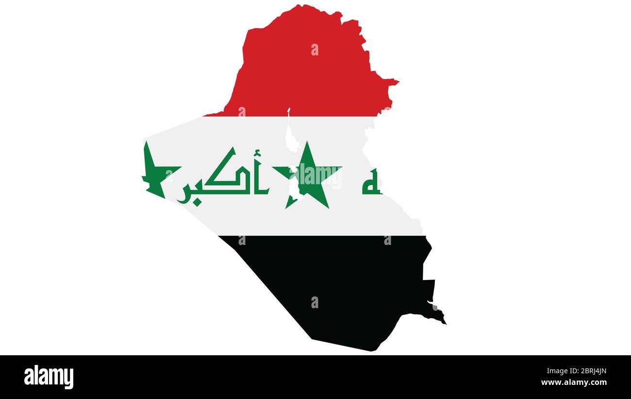 Iraq map with flag texture on white background, illustration,textured ...