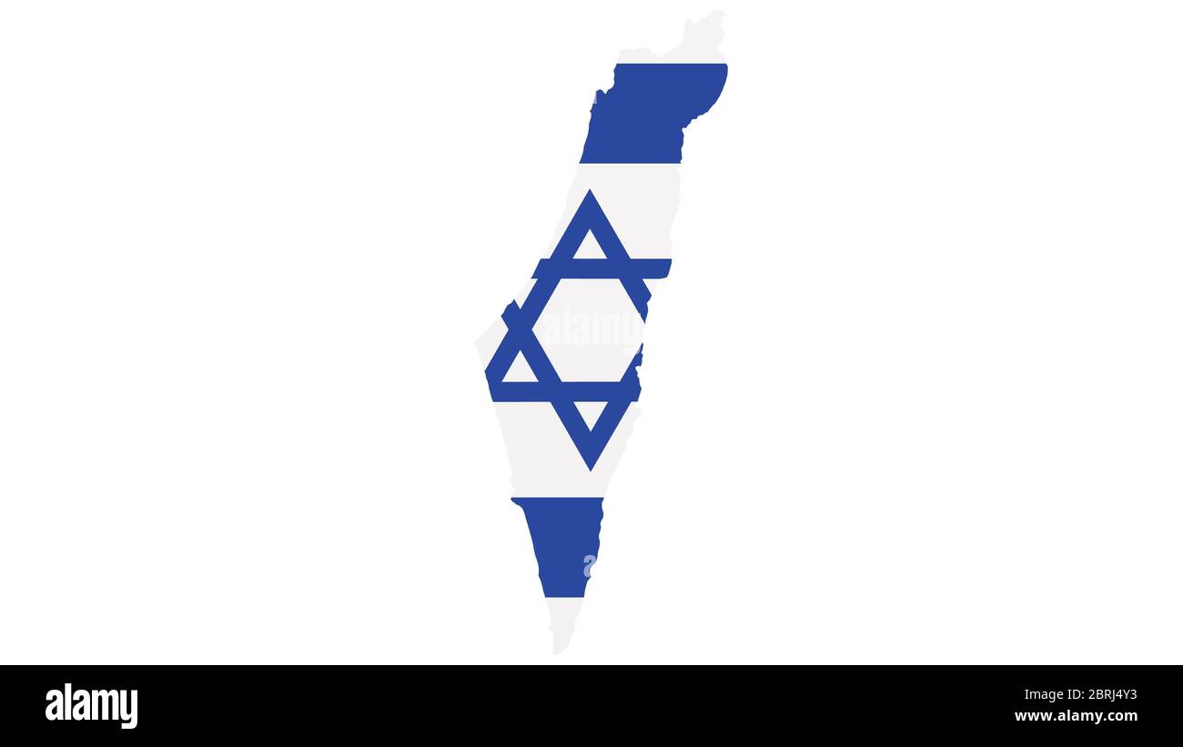 Israel map with flag texture on white background, illustration,textured ...