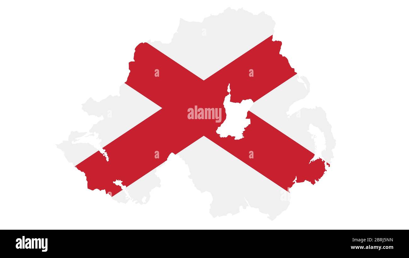 Northern Ireland map with flag texture on white background ...