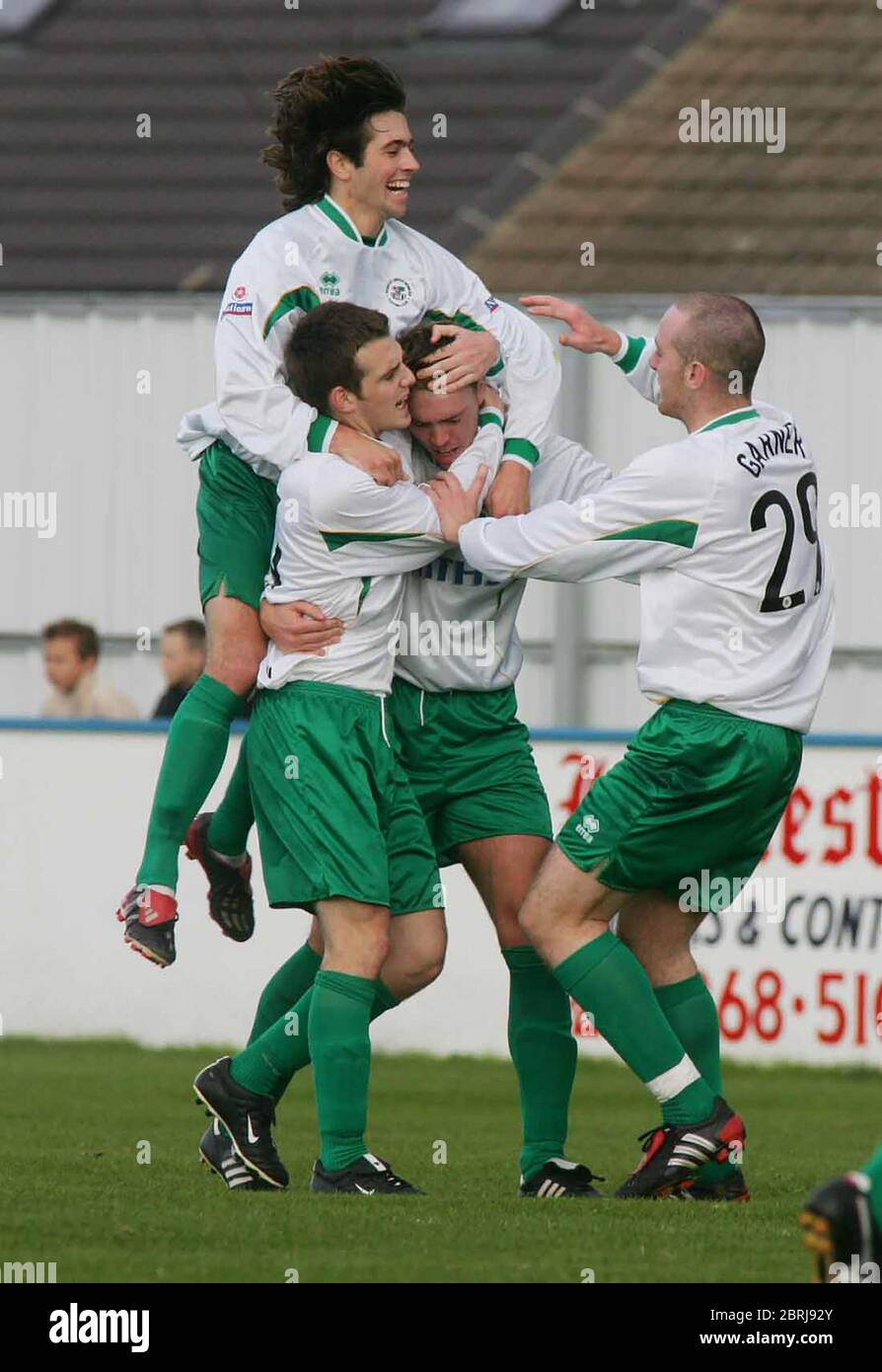 CANVEY ISLAND, UK OCTOBER 09: MATT GADSBY of Forest Green CELEBRATE ...