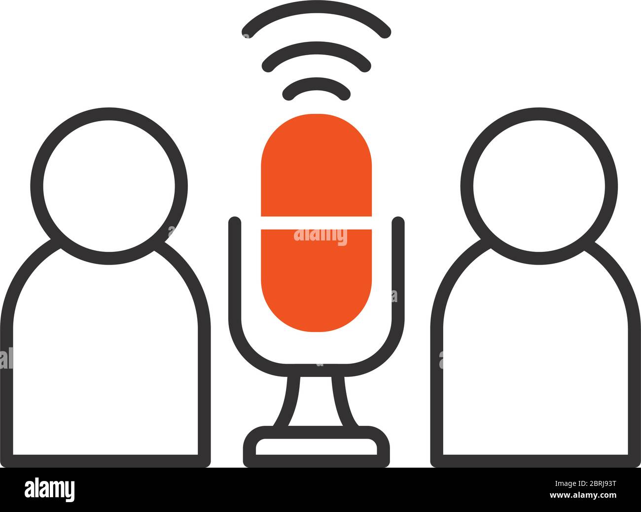 online learning concept, avatar persons with microphone icon over white ...
