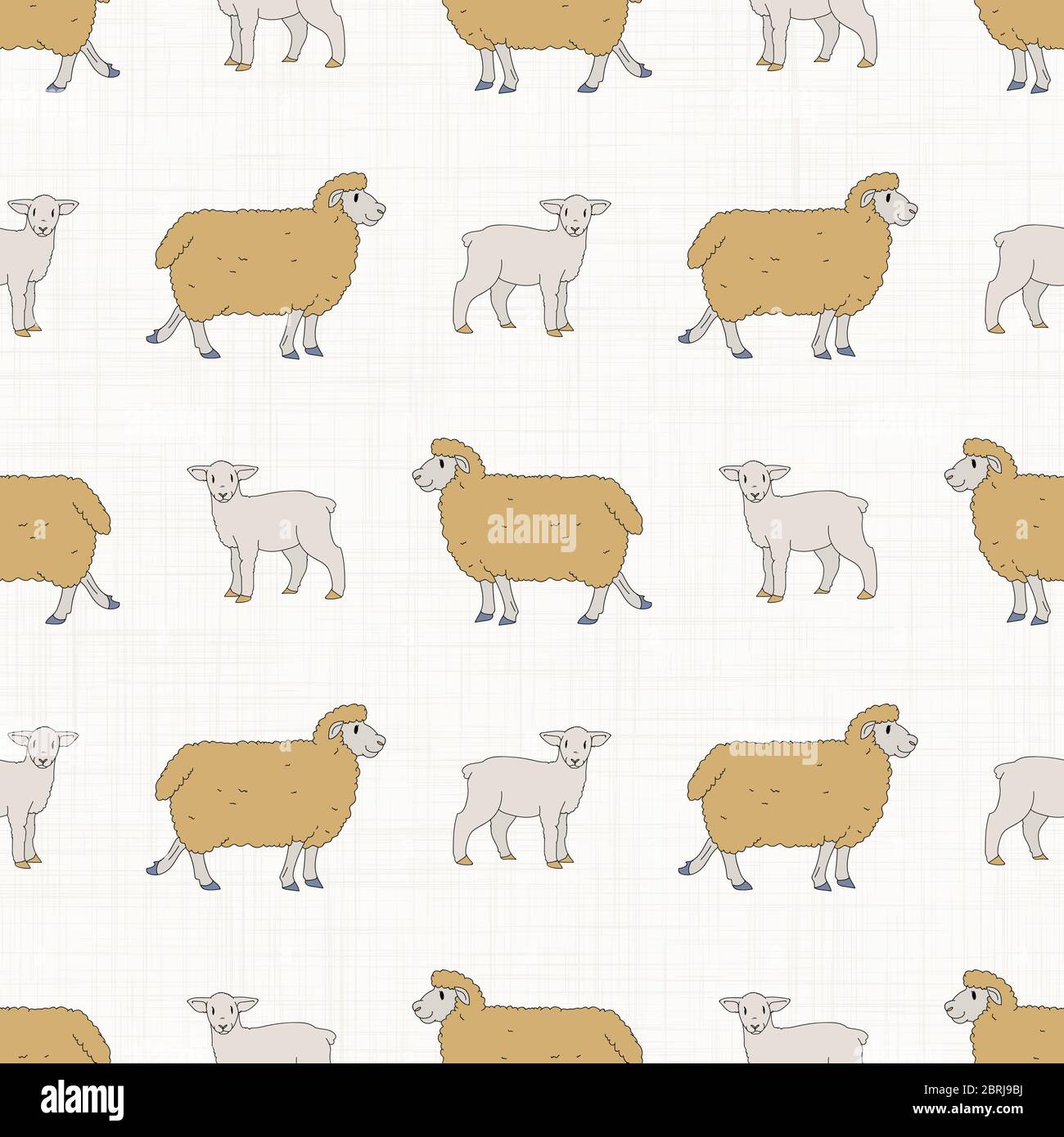Seamless french farmhouse sheep and lamb pattern. Farmhouse linen ...
