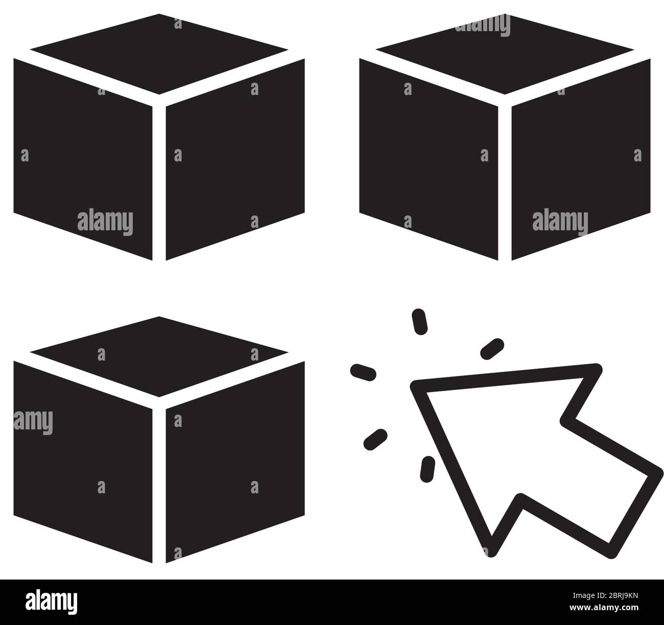 packages boxes and web cursor icon over white background, silhouette ...