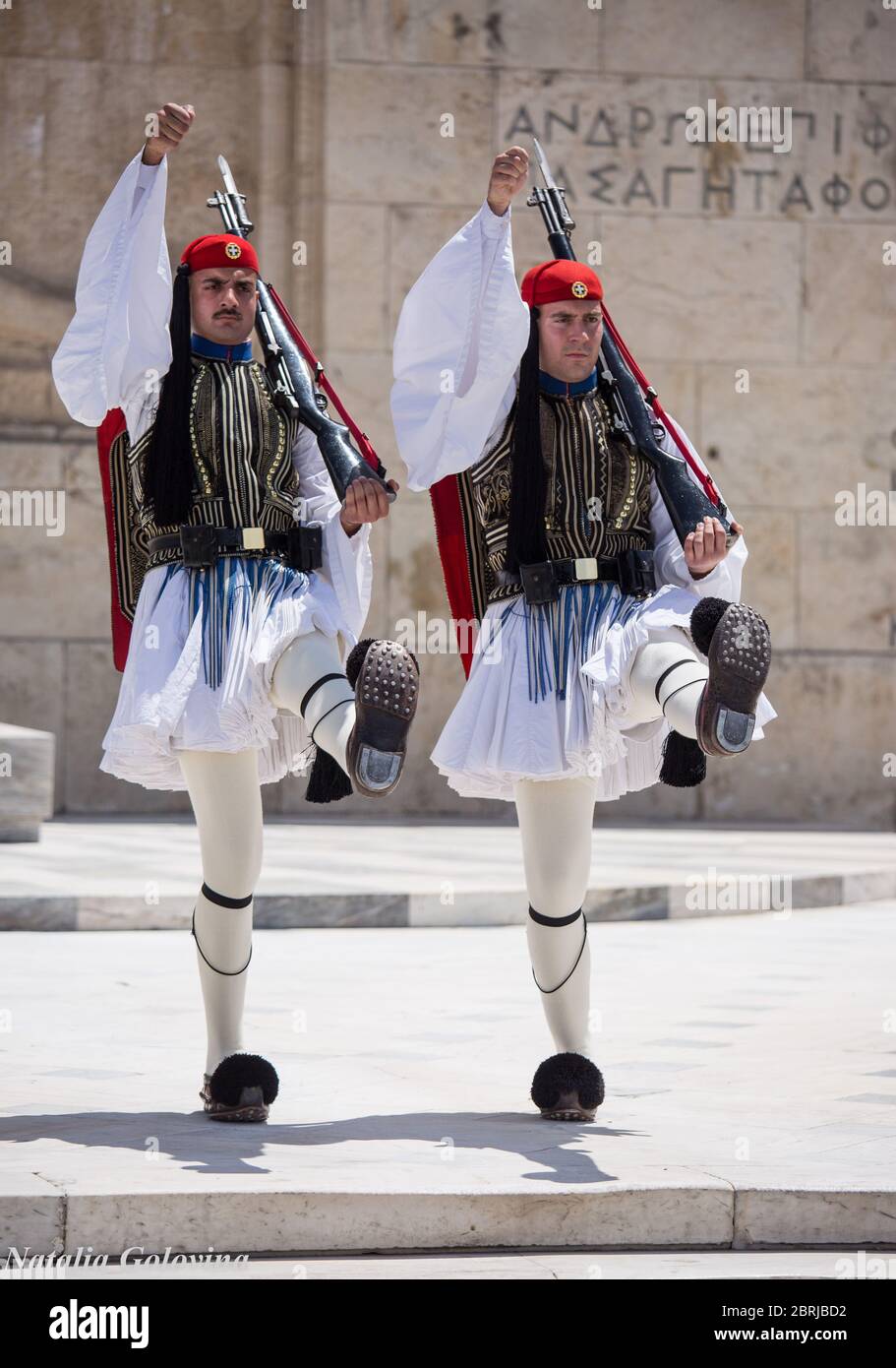 Athens, Greece - May 01, 2019: Greek soldiers Evzones dressed in ...