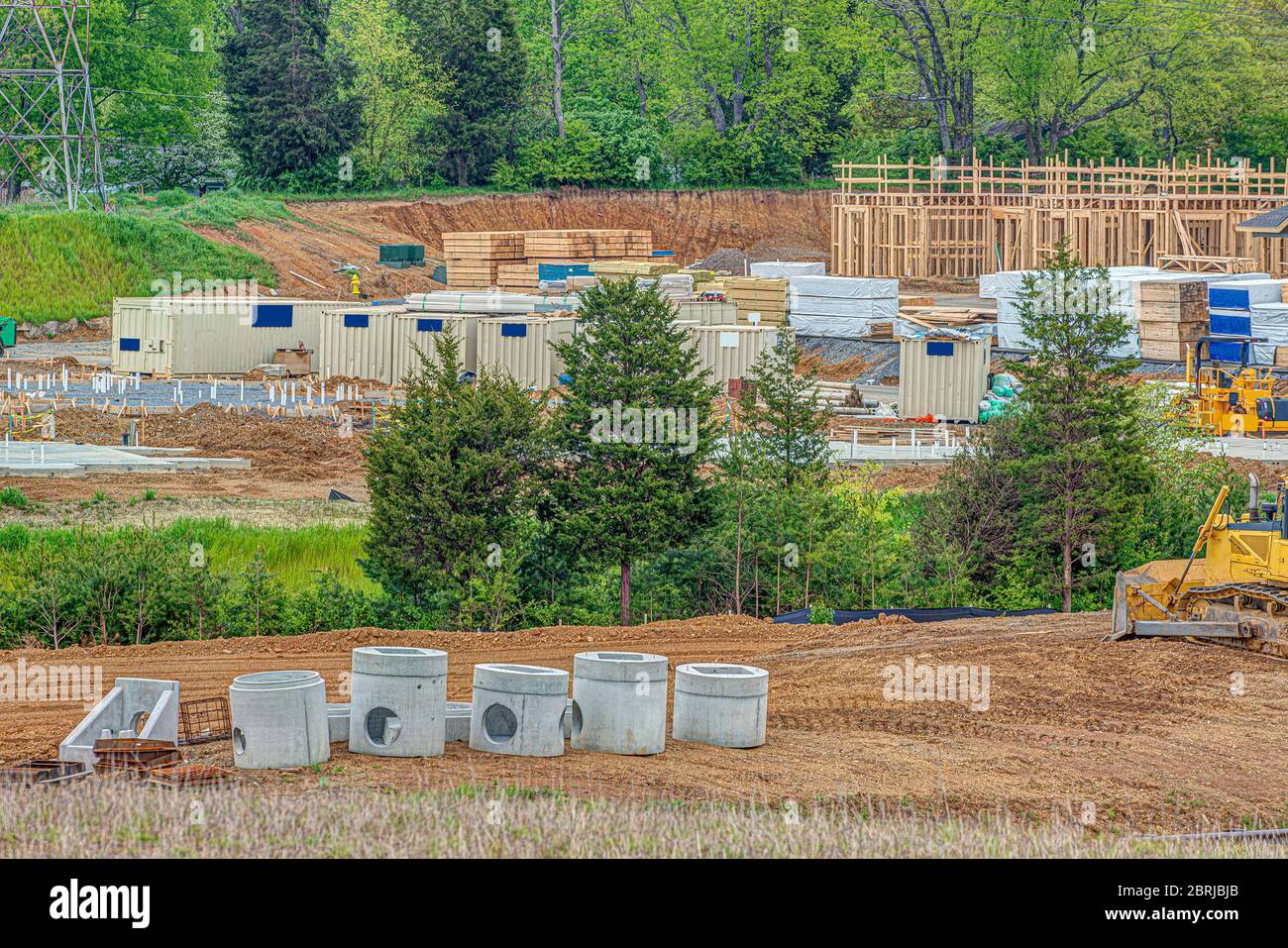 Construction residential buildings in green hi-res stock photography ...