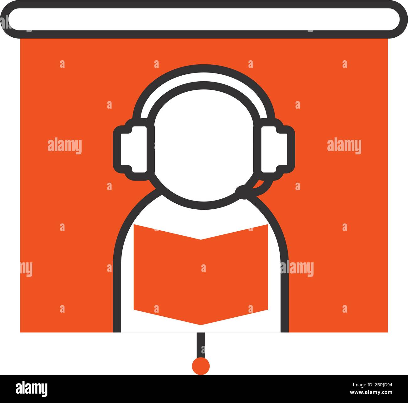 online learning concept, avatar person with headphones learning over ...