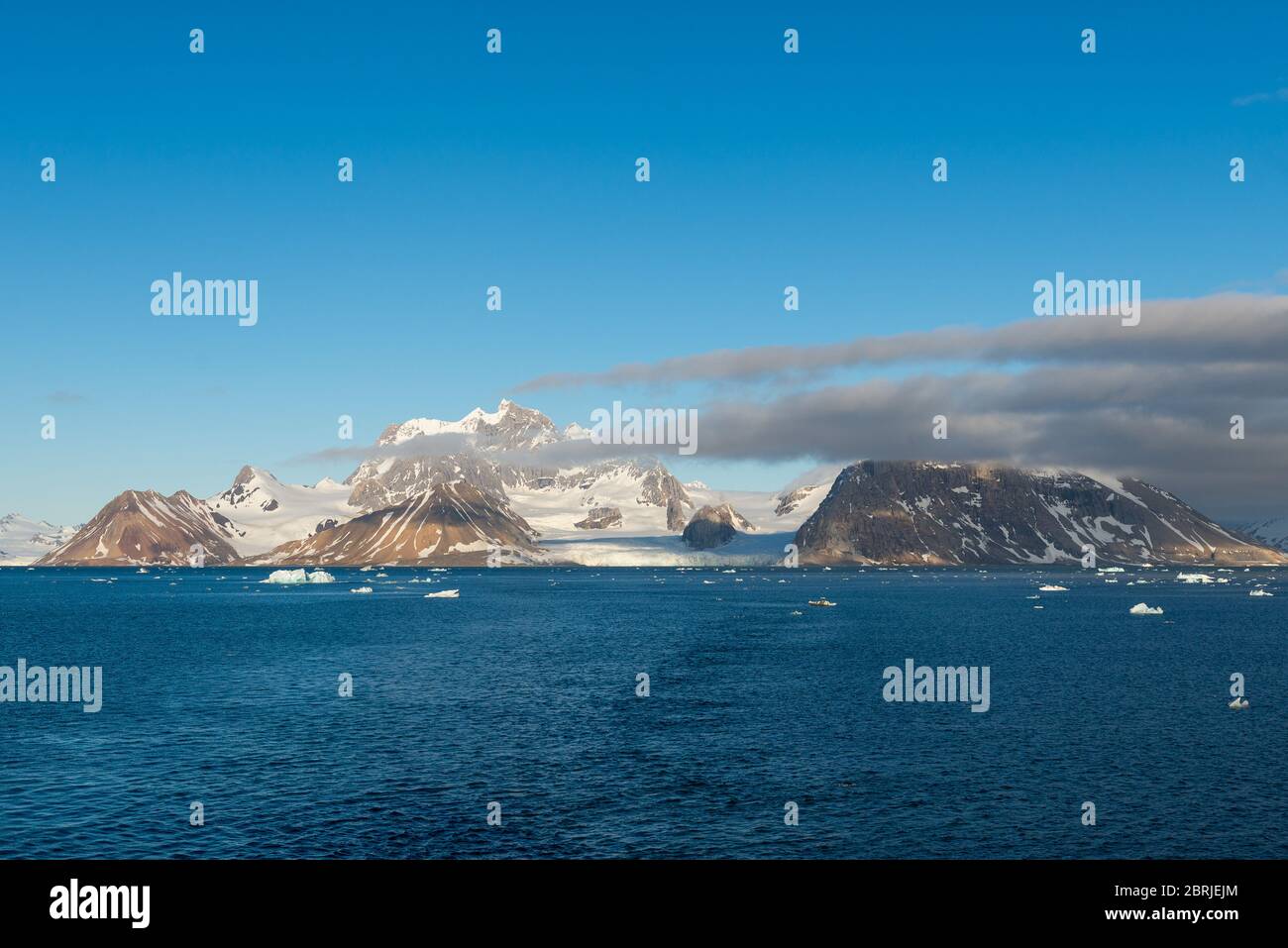 Arctic landscape with sea and mountains in Svalbard, Norway Stock Photo ...