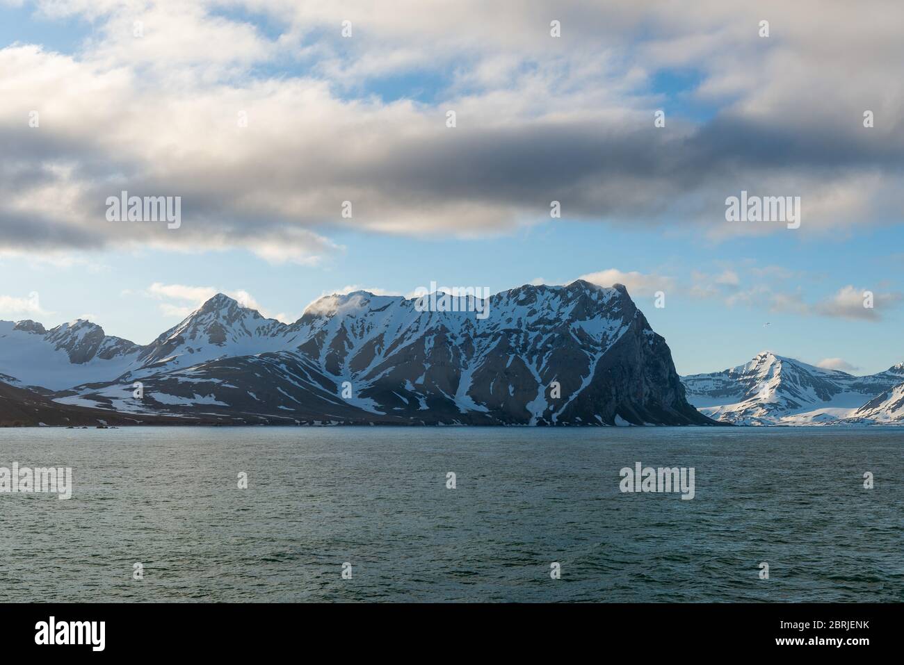 Arctic landscape with sea and mountains in Svalbard, Norway Stock Photo ...