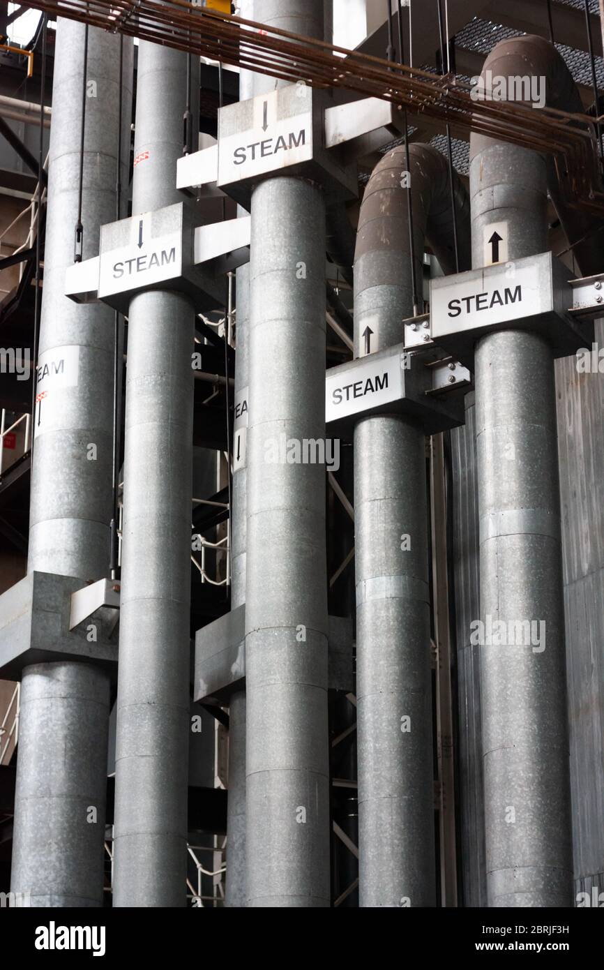 vertical steam pipes in Inverkip Power Station Stock Photo - Alamy