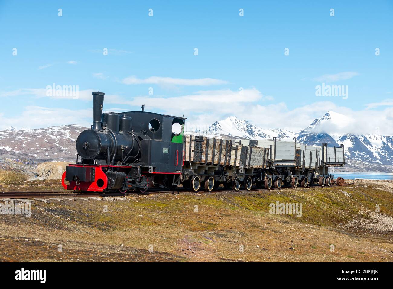 Old coal mining train at Ny-Alesund, Spitzbergen, Svalbard Stock Photo ...