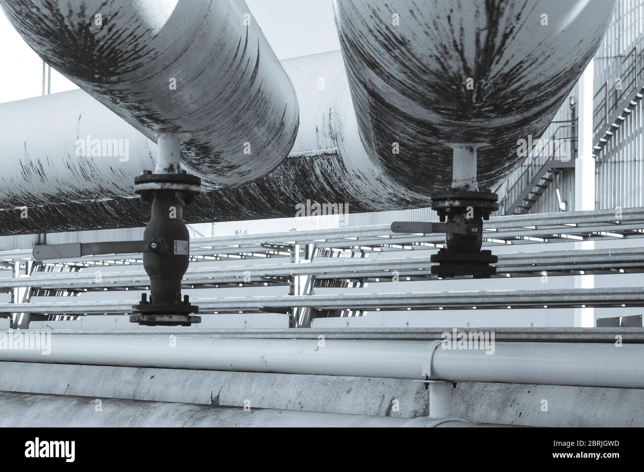 Pipeline and pipe rack of petroleum industrial plant. Offshore Industry ...