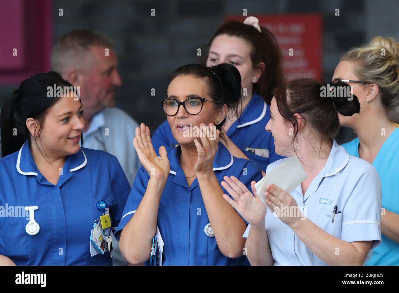 NHS staff outside Aintree University Hospital in Fazakerley, Liverpool ...