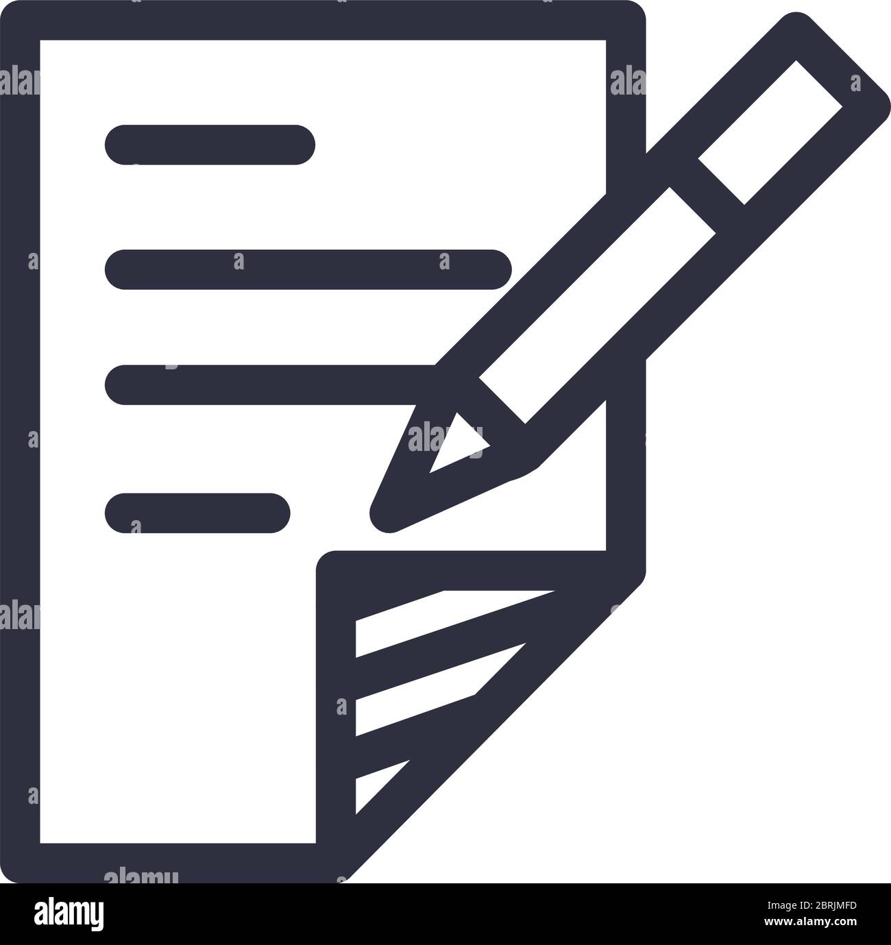 Document and pencil line style icon design, Data archive and information theme Vector ...