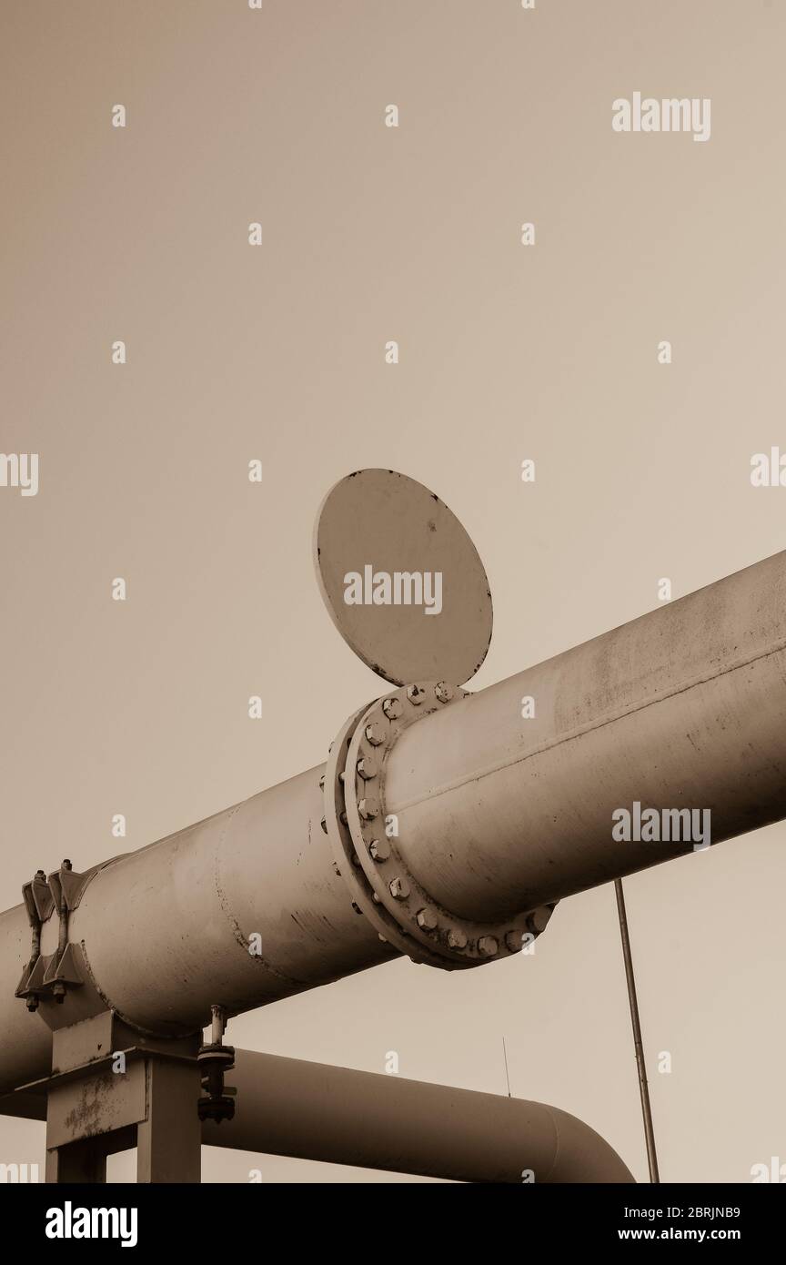 Pipeline and pipe rack of petroleum industrial plant. Offshore Industry ...