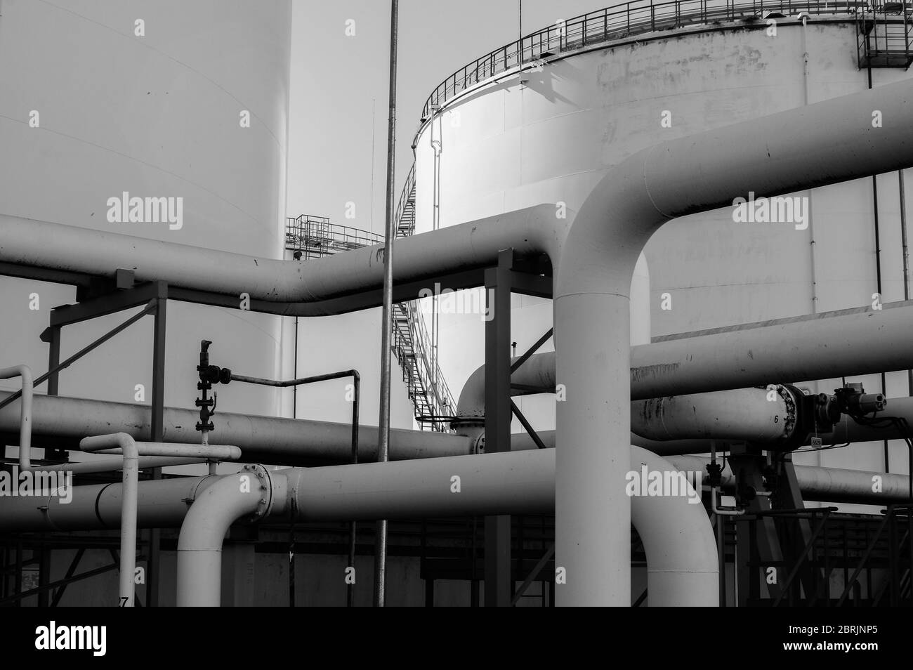 Pipeline and pipe rack of petroleum industrial plant. Offshore Industry ...