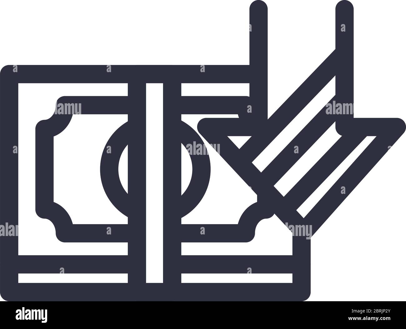Bill with decrease arrow line style icon design, Infographic data ...