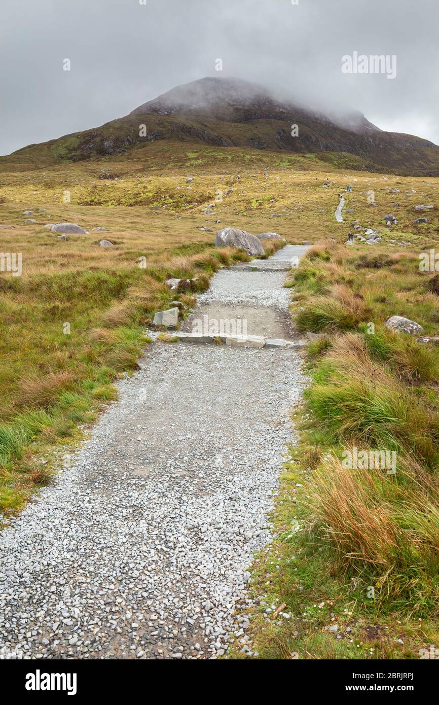 View of a trail at Letterfrack, Connemara National Park, County Galway ...