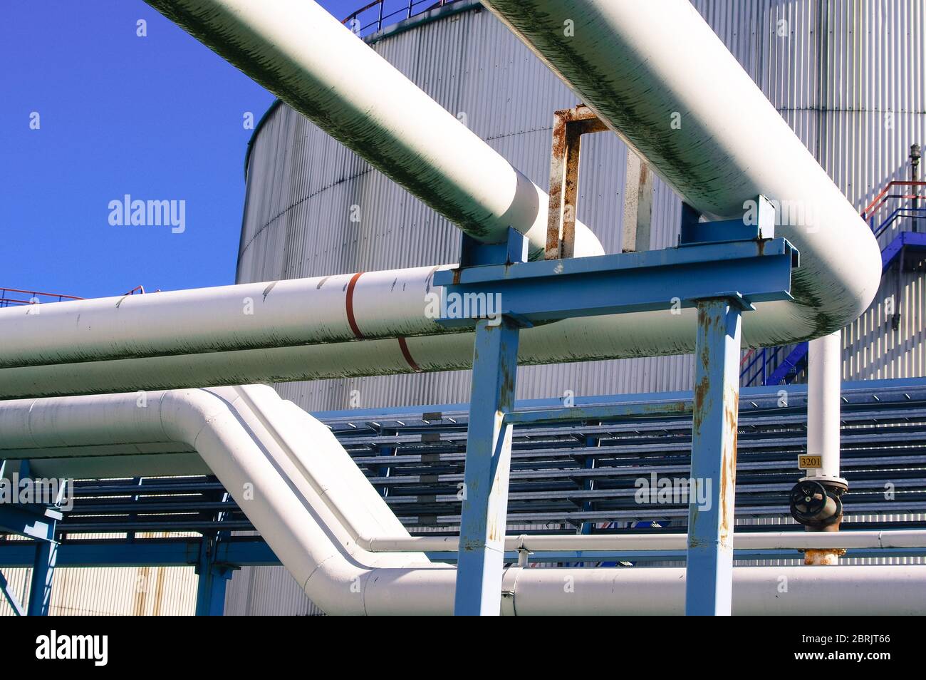 Pipeline and pipe rack of petroleum industrial plant. Offshore Industry ...