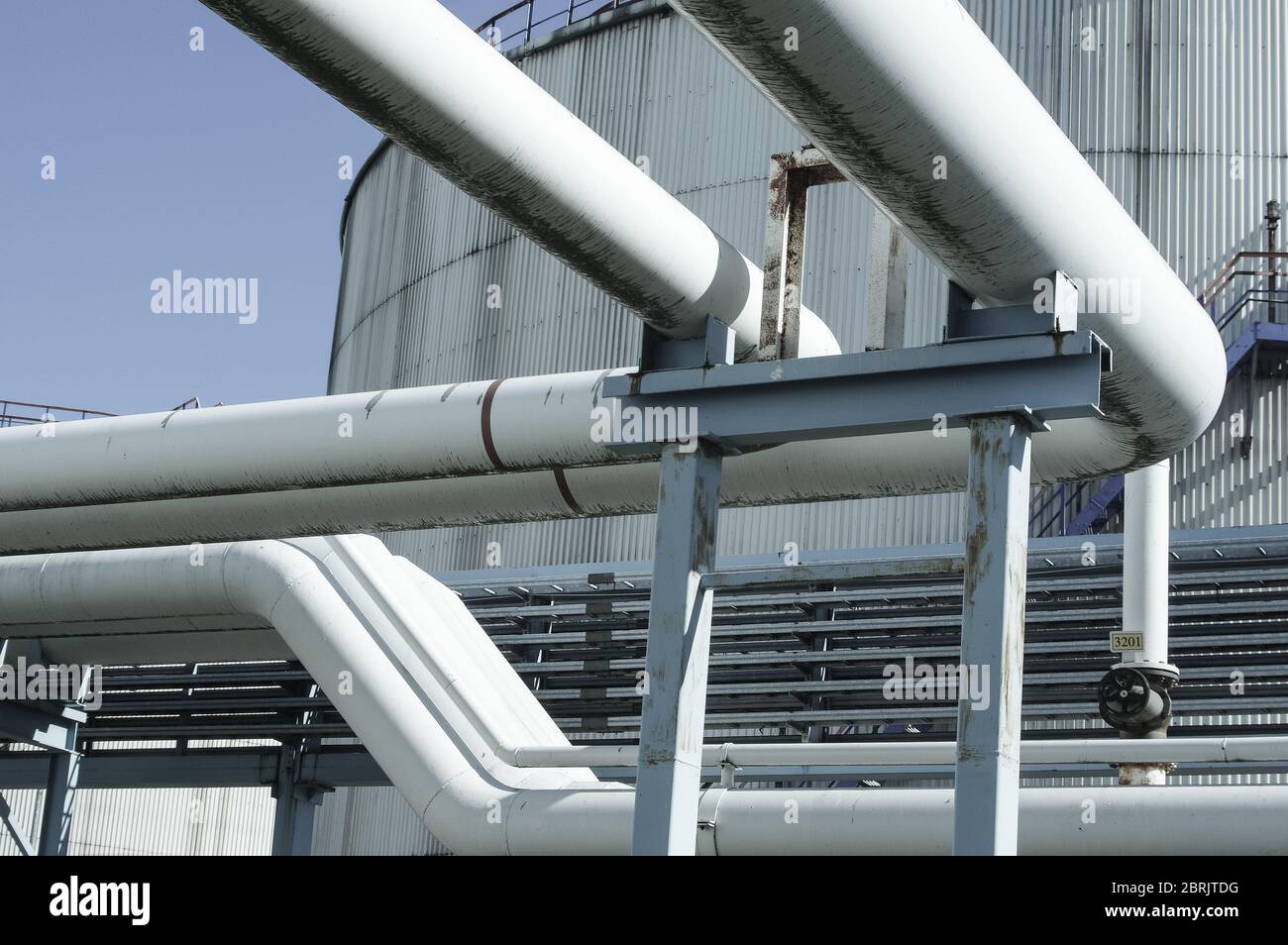 Pipeline and pipe rack of petroleum industrial plant. Offshore Industry ...