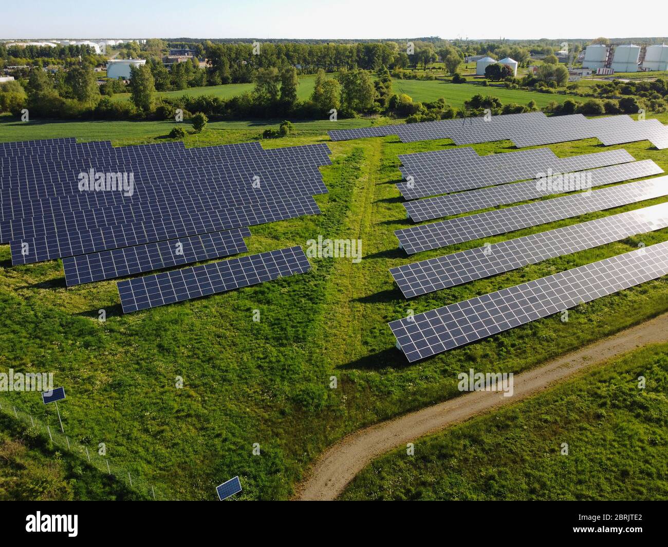 Aerial view on photovoltaic power plant, solar panels Stock Photo - Alamy