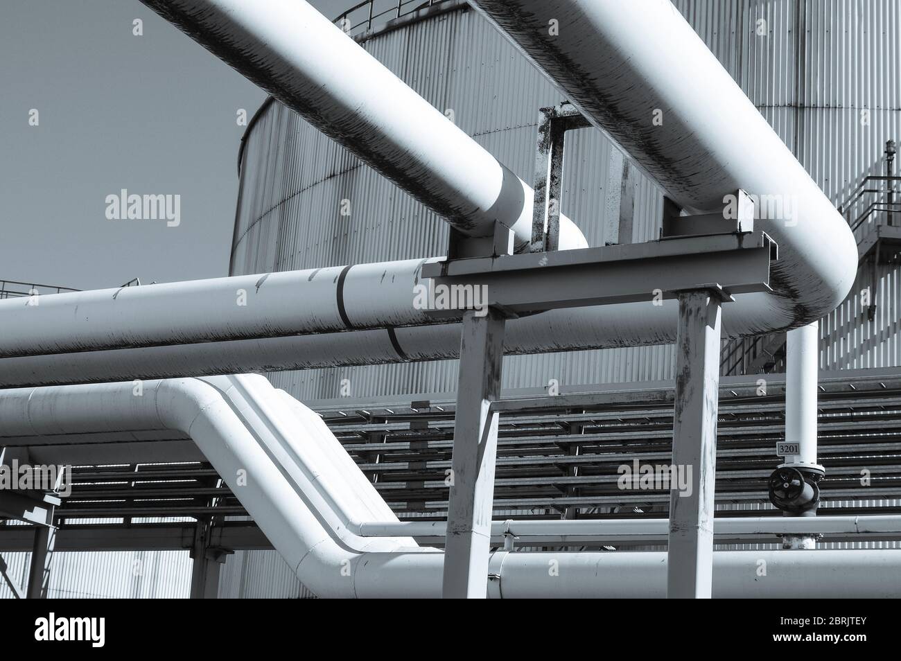 Pipeline and pipe rack of petroleum industrial plant. Offshore Industry ...