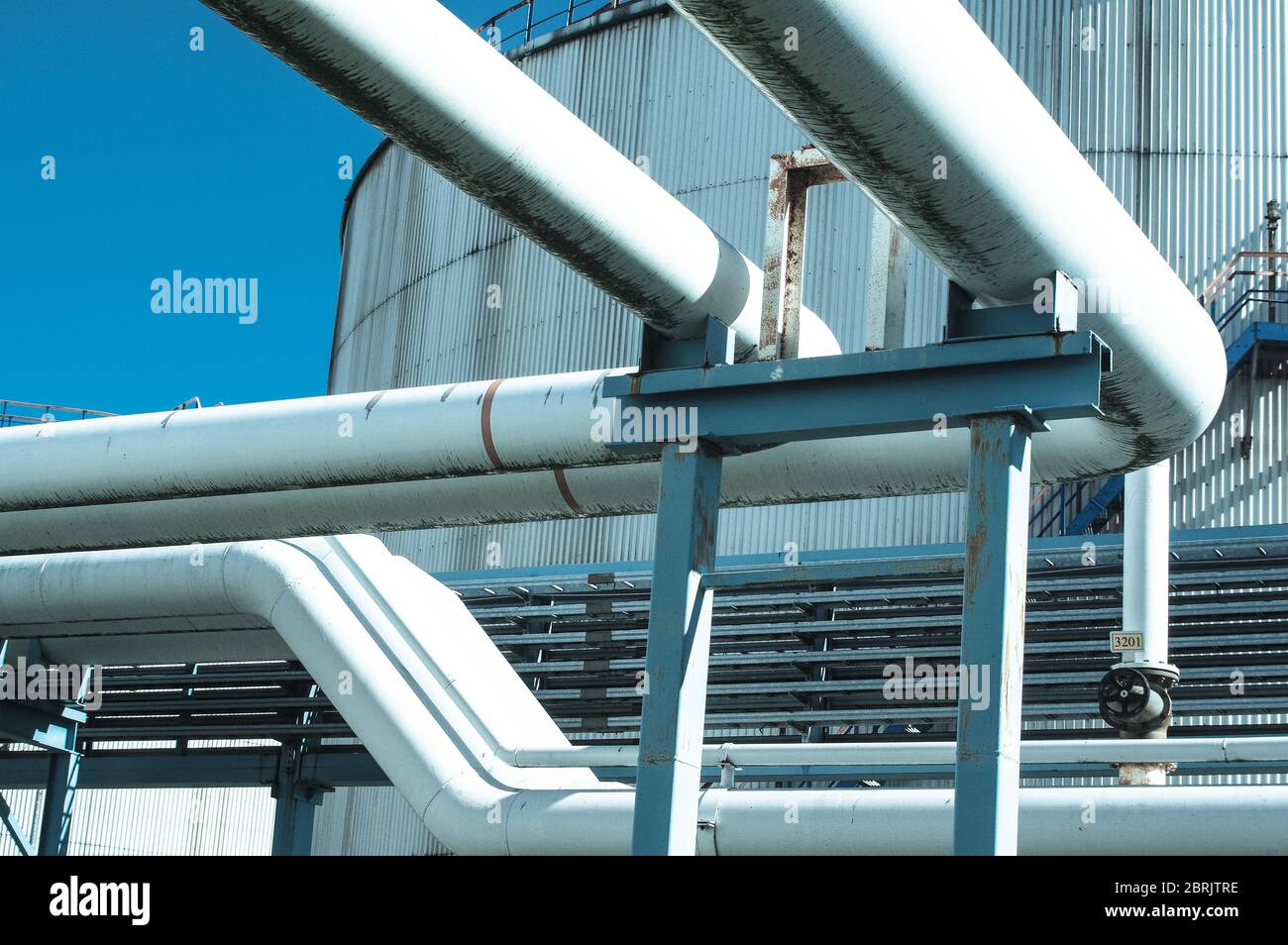 Pipeline and pipe rack of petroleum industrial plant. Offshore Industry ...