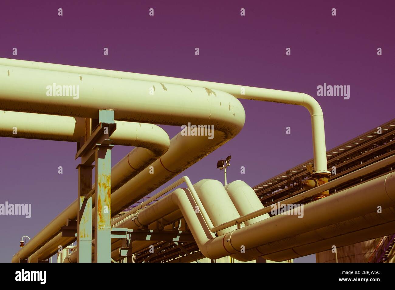 Pipeline and pipe rack of petroleum industrial plant. Offshore Industry ...
