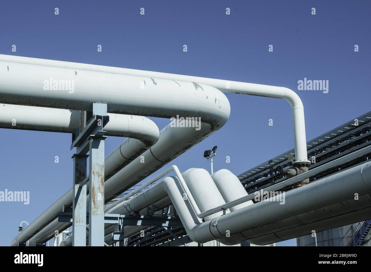 Pipeline and pipe rack of petroleum industrial plant. Offshore Industry ...