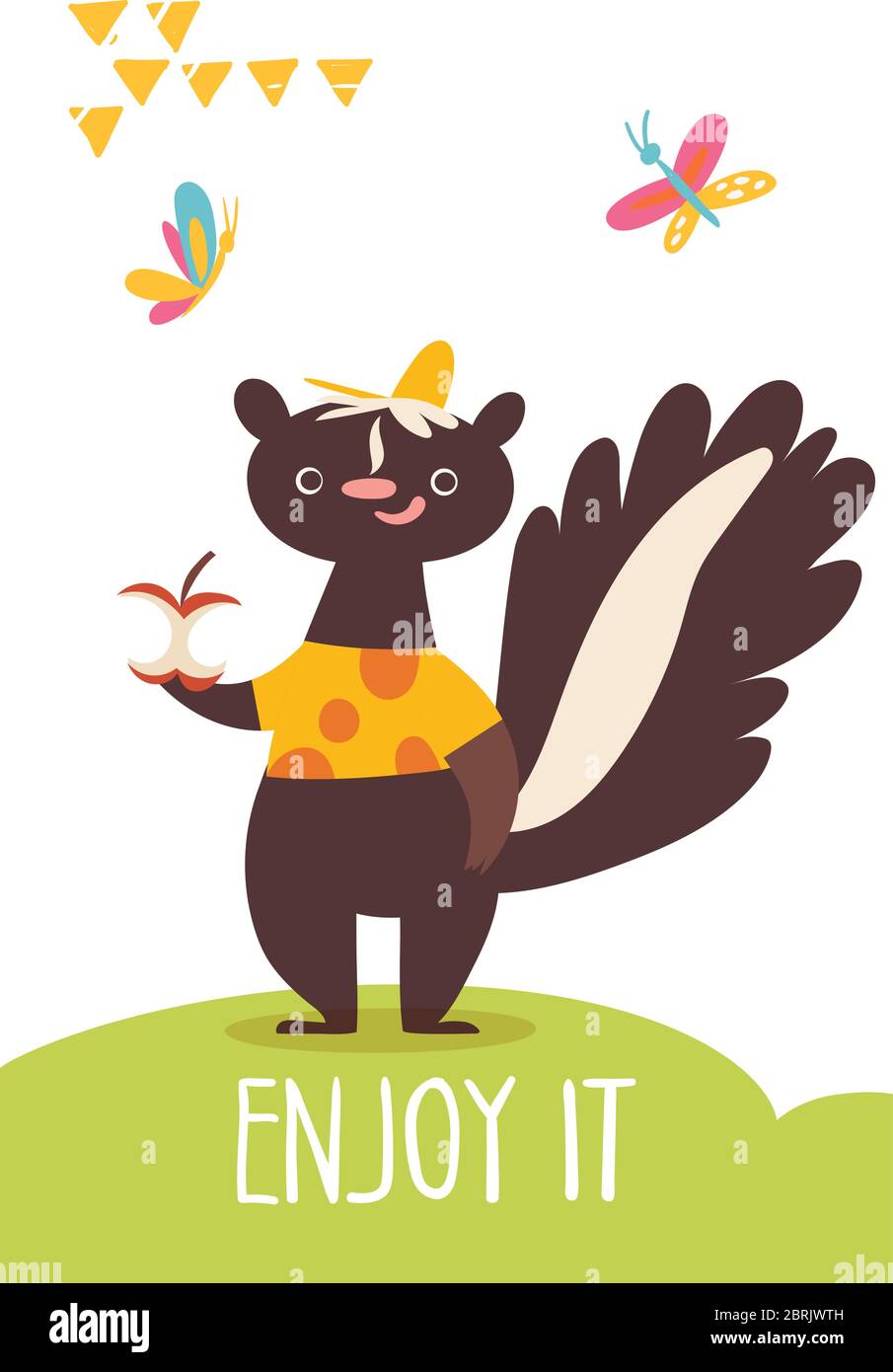 Vector funny cartoon hand drawn enjoy it card with skunk Stock Vector ...