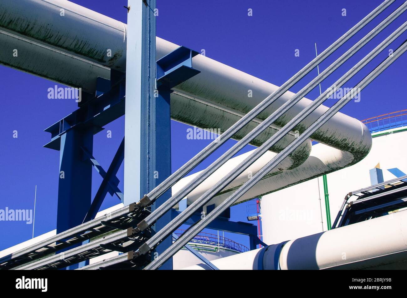 Pipeline and pipe rack of petroleum industrial plant. Offshore Industry ...