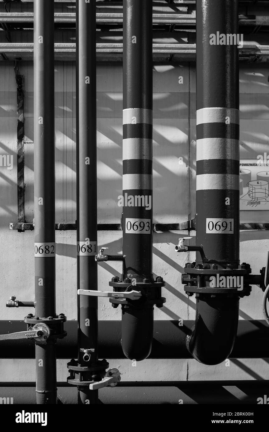 Pipeline and pipe rack of petroleum industrial plant. Offshore Industry ...