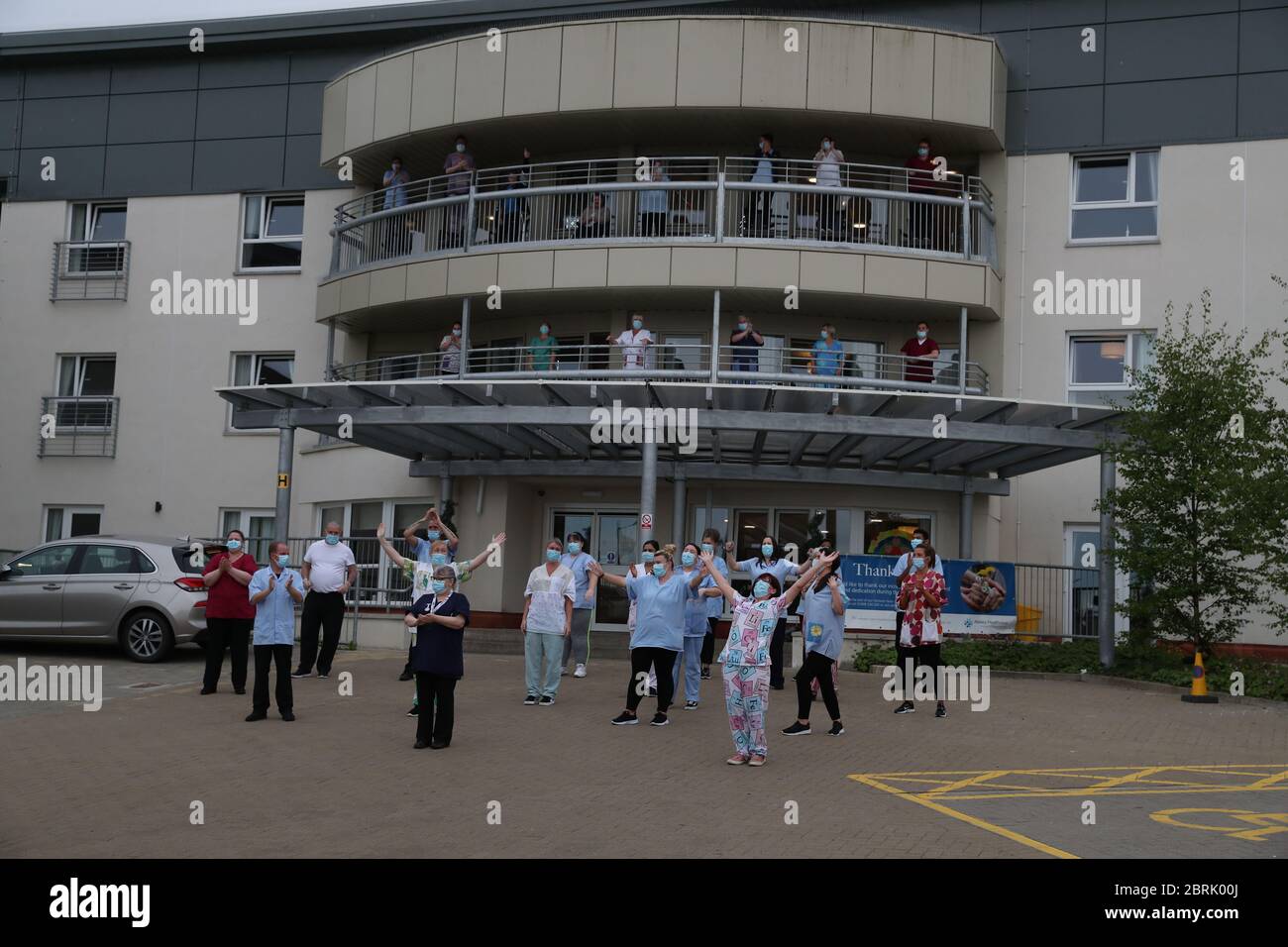 Staff outside Abbeydale Court Care Home in Hamilton clapping to salute ...