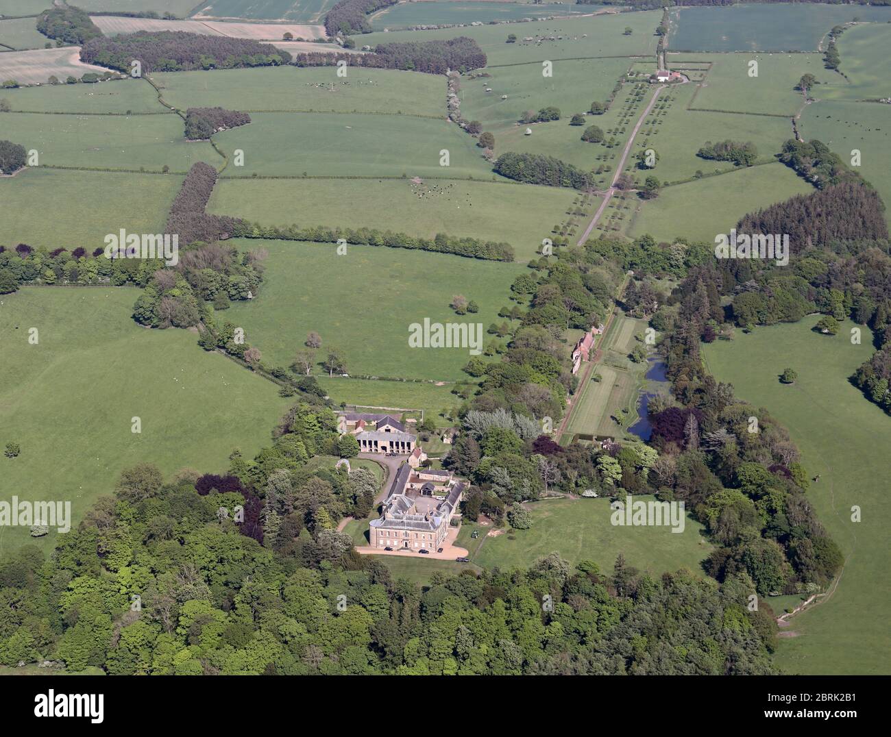 aerial view of a mansion with avenue of trees at South Park, Sunderland ...
