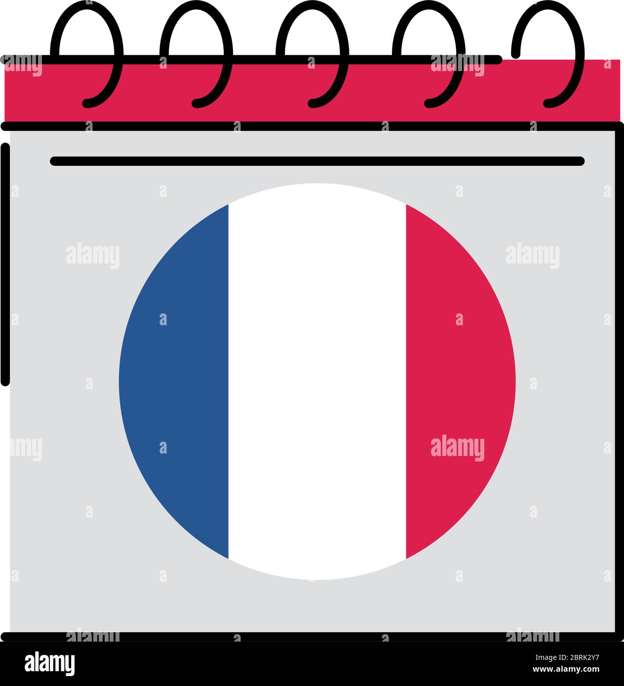 france calendar line and fill style icon design, Bastille day and ...