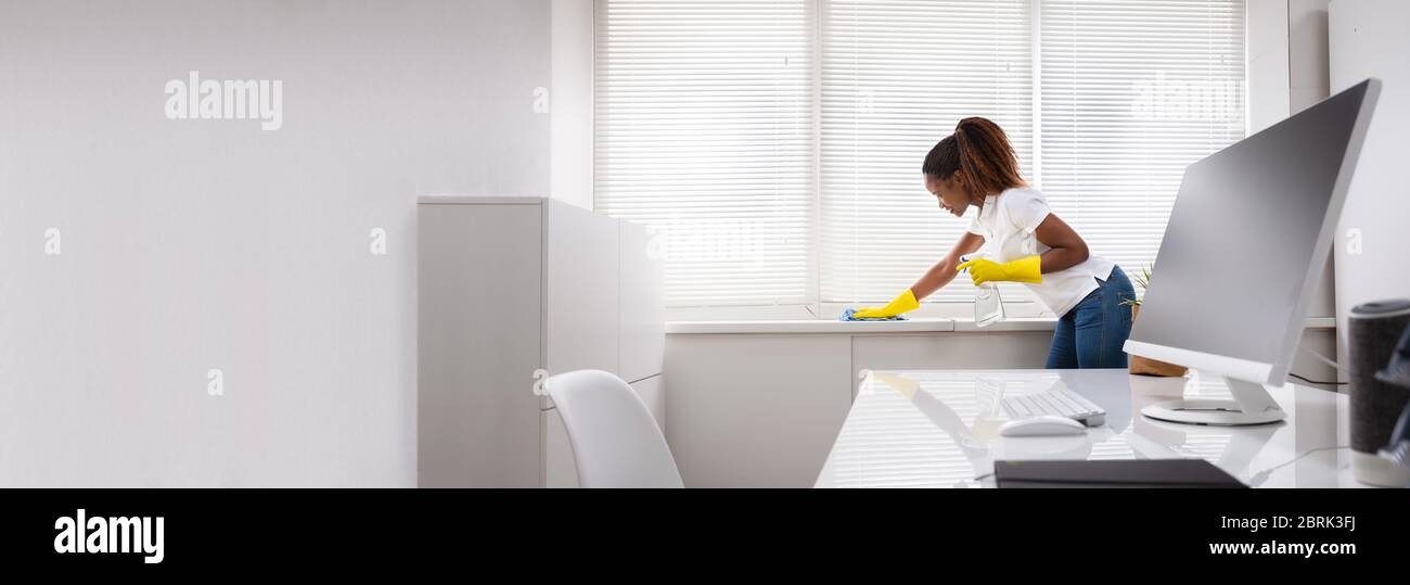 African American Cleaning Lady Professional Office Service Stock Photo ...