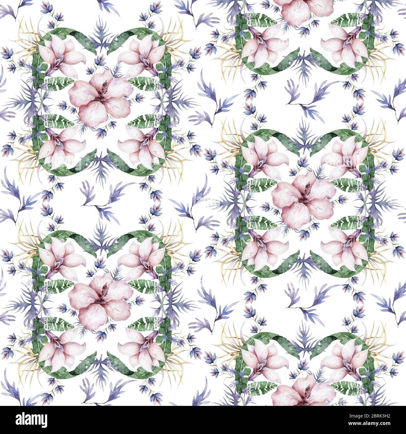 Hand drawn watercolor seamless pattern with red, white and blue roses ...