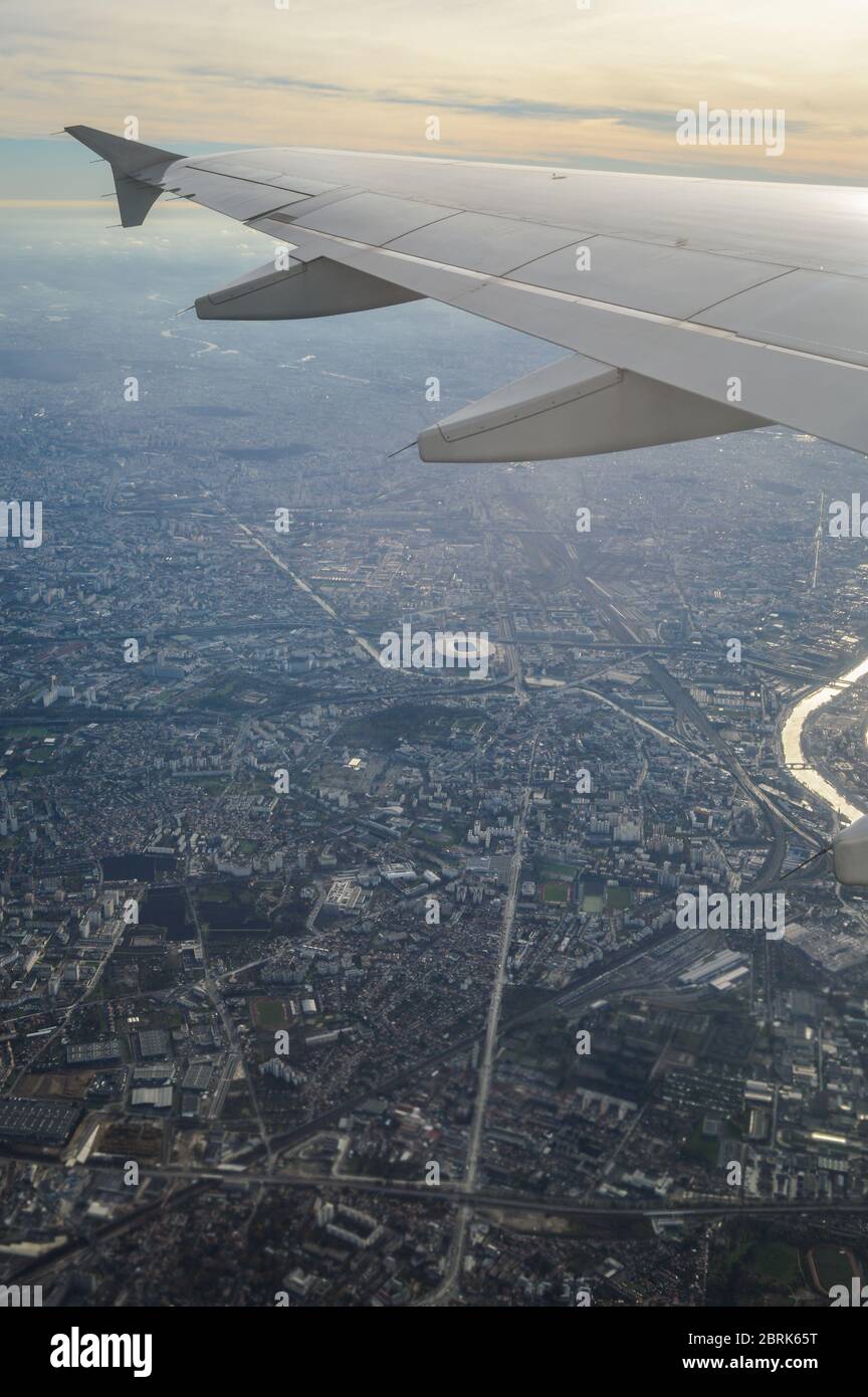 Aerial view of paris from plane hi-res stock photography and images - Alamy